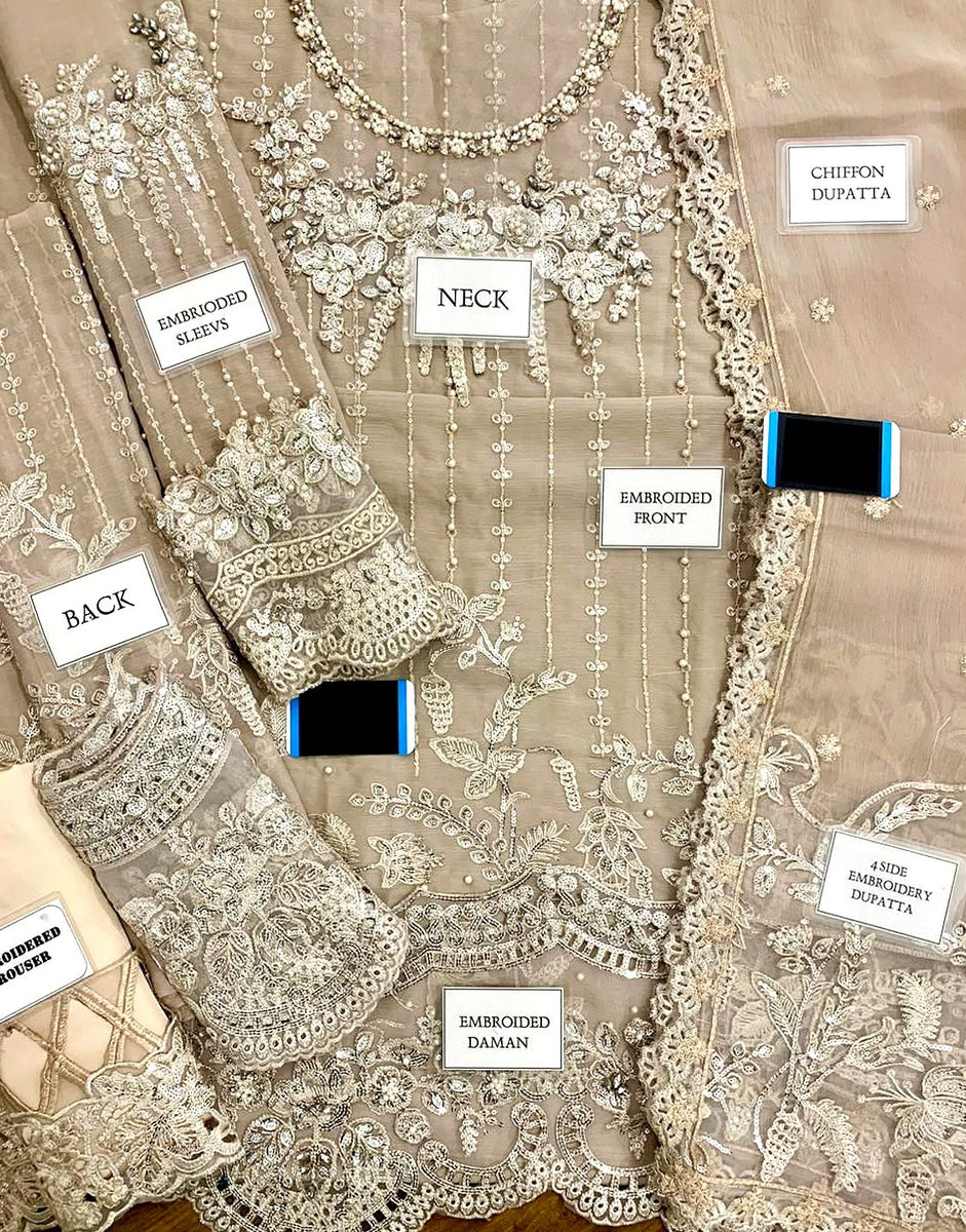 Luxurious 3D Handwork Heavy Embroidered Chiffon Bridal Dress (DZ17564 ...