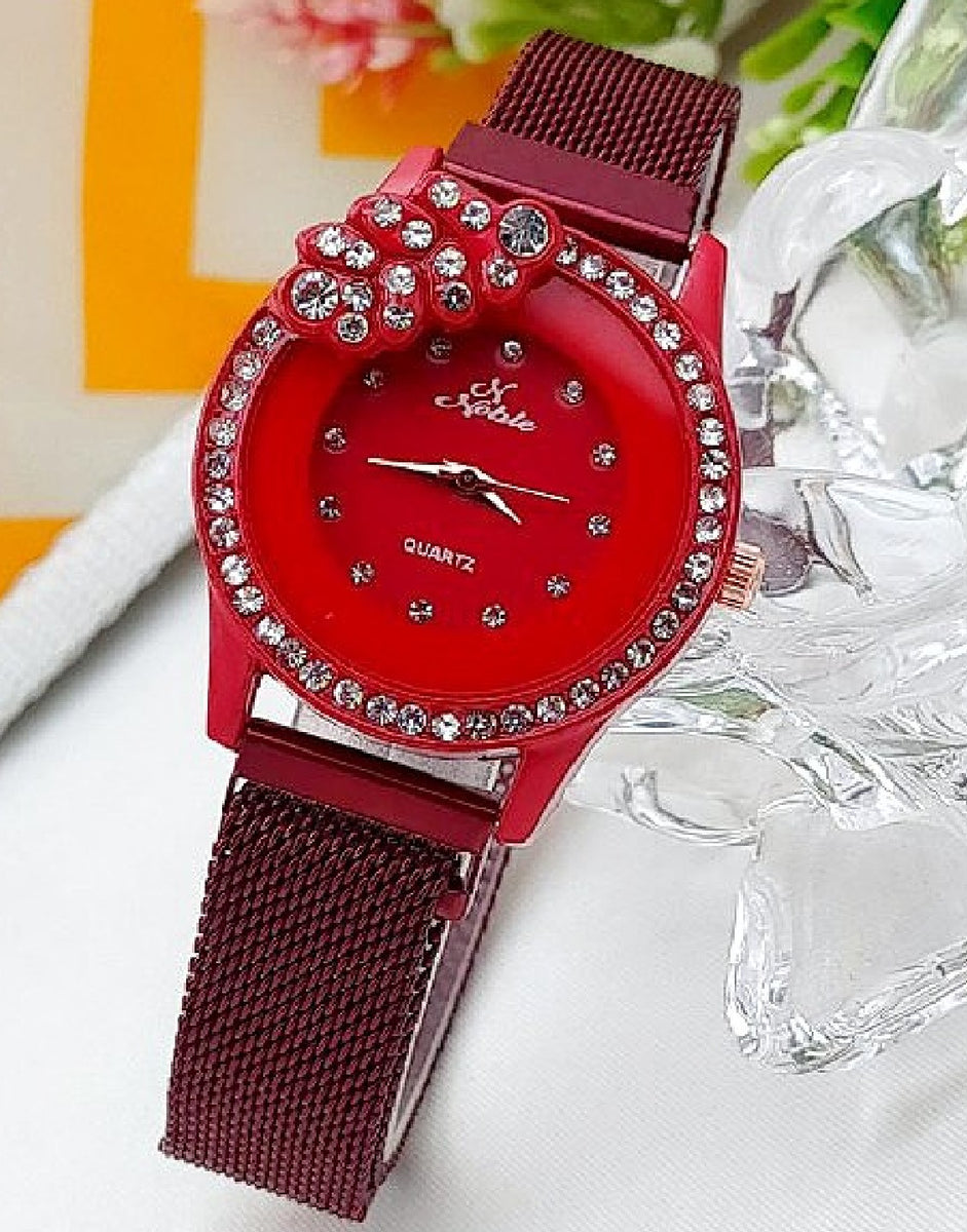 Noble Leaf Magnet Chain Fashion Watch for Ladies - Red (DZ16064 ...