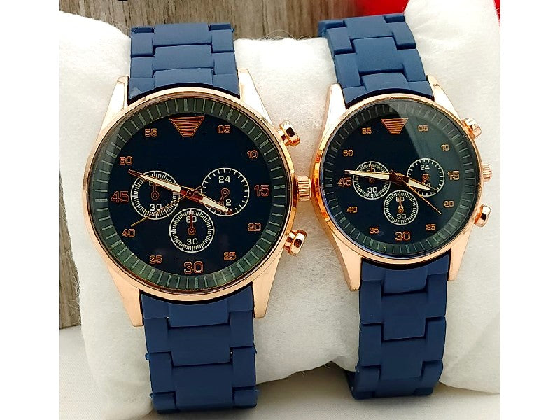 Pack of 2 Stylish Rubber Chain Watch for Couple (DZ16079) – DressyZone.com