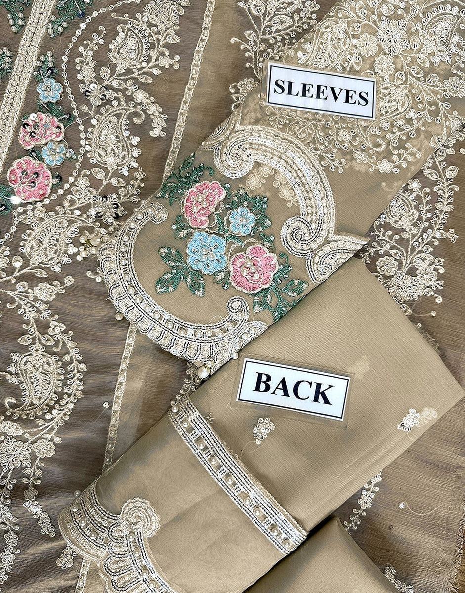 Heavy Embroidered Chiffon Wedding Dress with Emb. Organza Dupatta (DZ1 – DressyZone.com