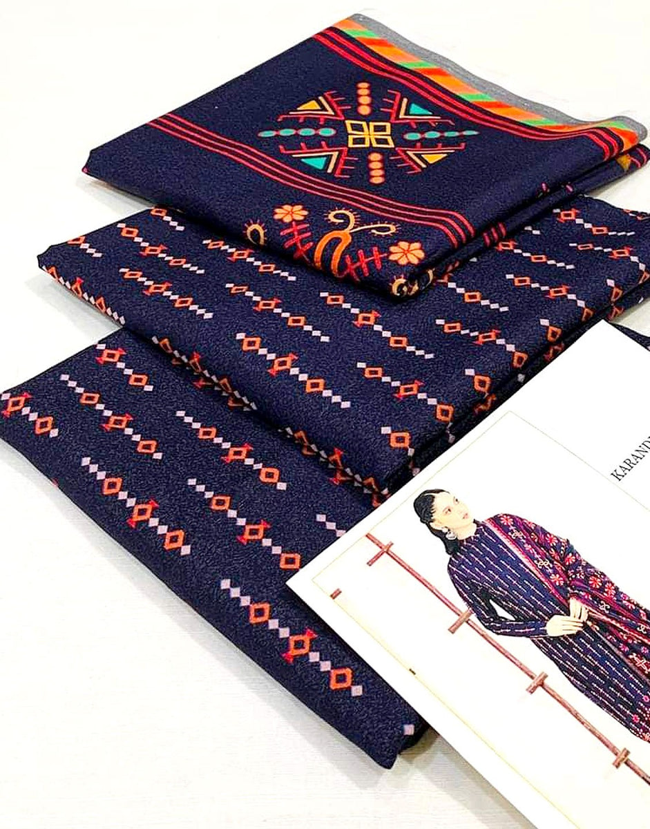 Digital All-Over Print Karandi Suit with Karandi Dupatta (DZ17582 ...